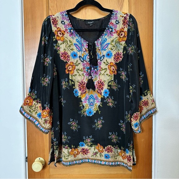 Tolani | Tops | Tolani Floral Embroidered Tunic Blouse | Poshmark